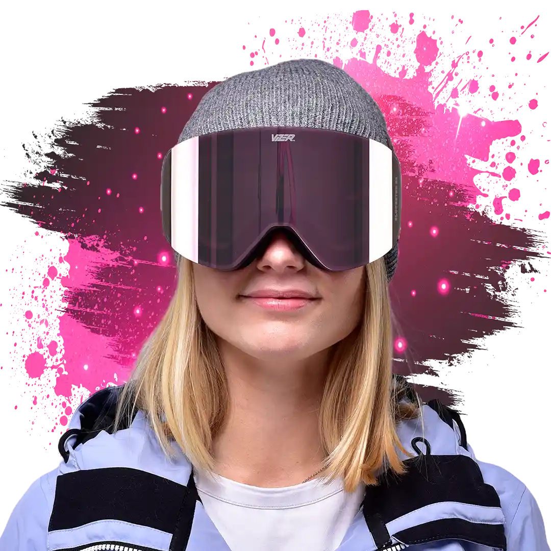Pink Mirror Ski Goggle With Anti fog Slopester Vizer Pink Mirror Ski Goggle With Anti fog Slopester Vizer
